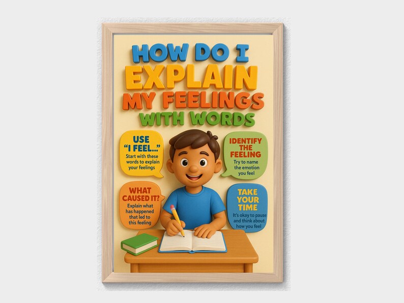 Feelings Poster for Kids, Social Emotional Learning Print, 3D Emotional ...