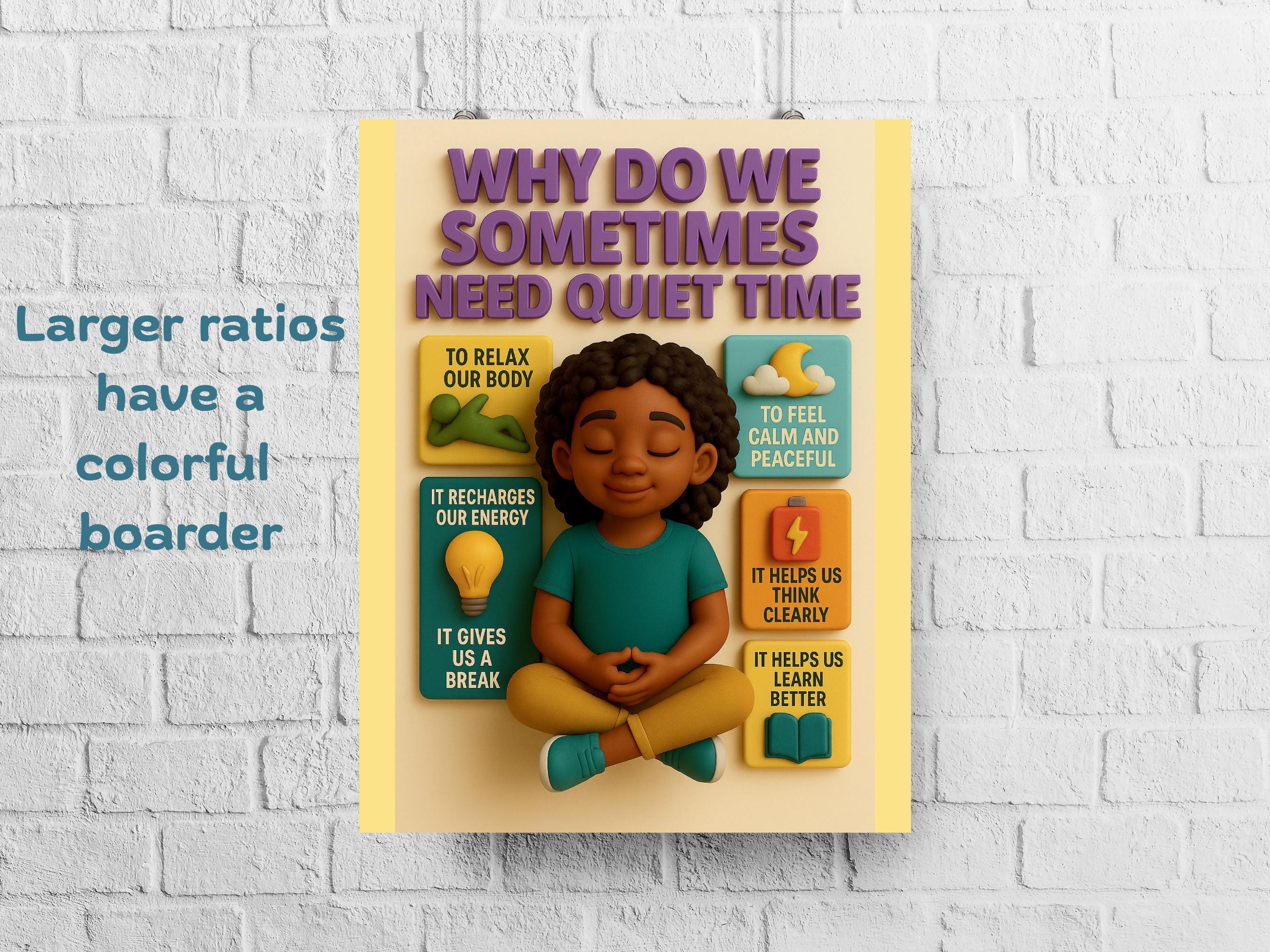 Quiet Time Poster, SEL Poster for Kids, Calm Down Corner, First and ...