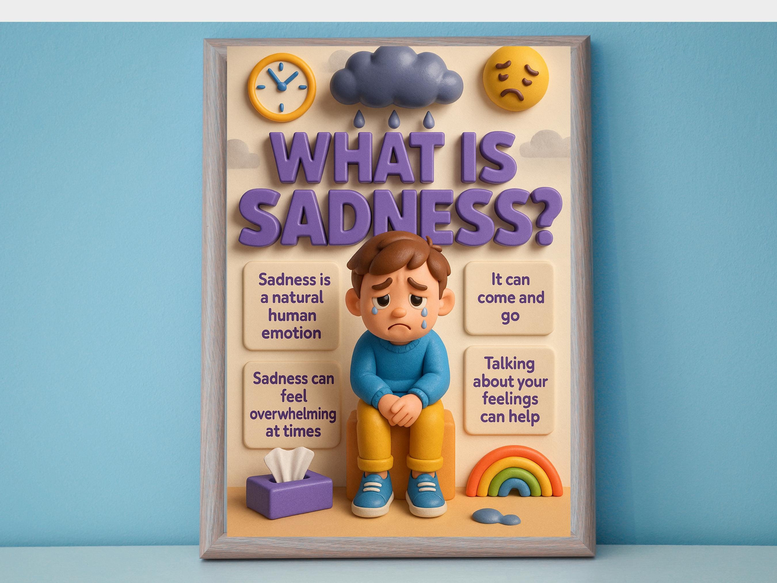 What is Sadness Poster, Feelings Poster for Kids, Ages 5-8, SEL for ...