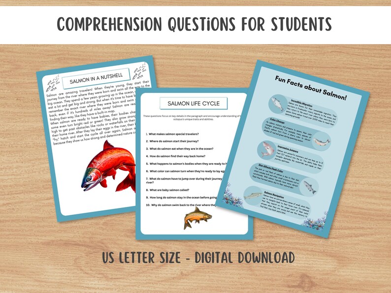 Salmon Life Cycle Printable, Ocean Animal Science Worksheet, Fish Life ...