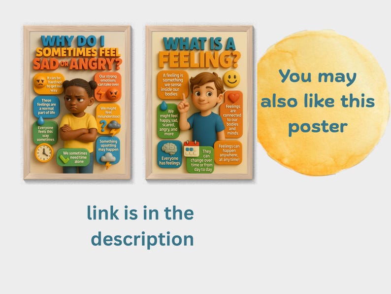 What is Sadness Poster, Feelings Poster for Kids, Ages 5-8, SEL for ...