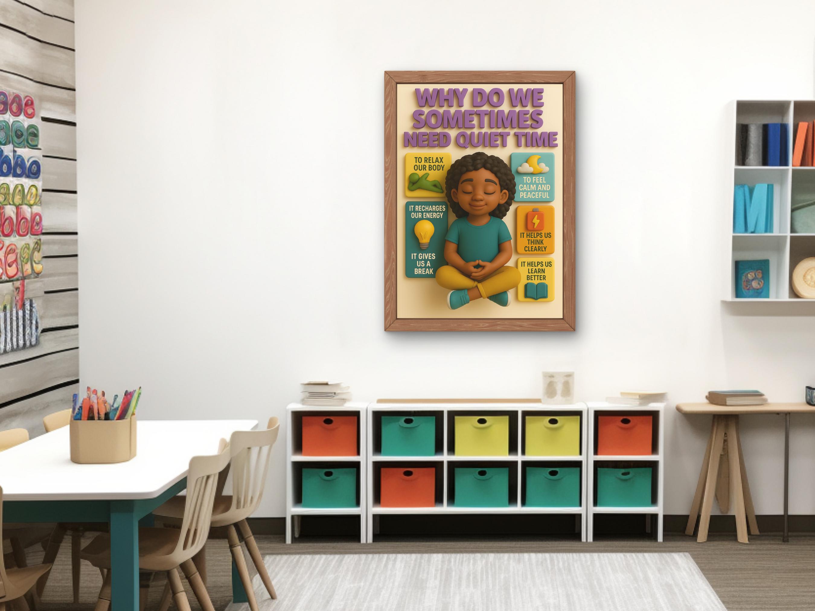 Quiet Time Poster, SEL Poster for Kids, Calm Down Corner, First and ...