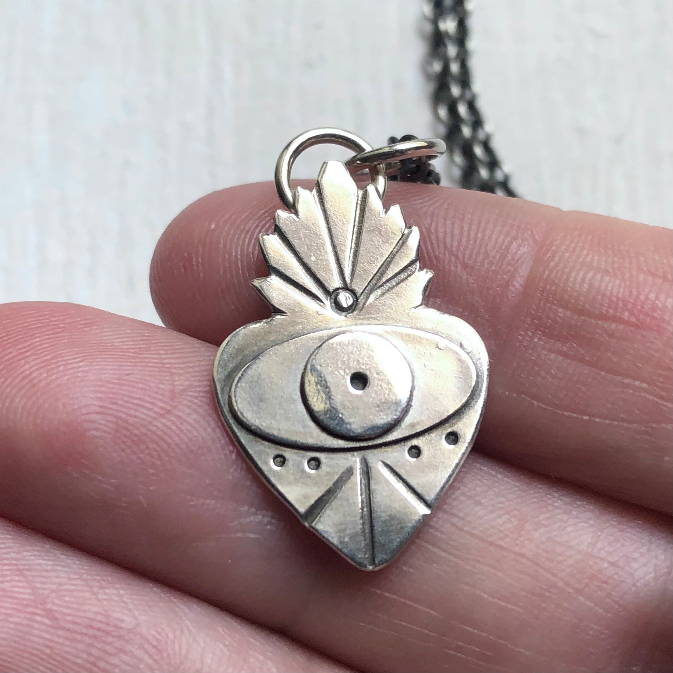 Small Sterling Silver Sacred Heart Evil Eye - Etsy