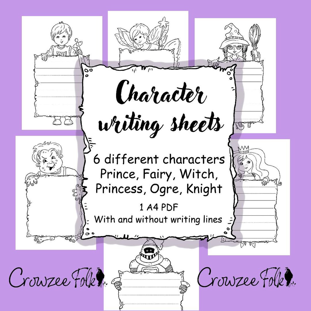 6 CHARACTER WRITING SHEETS Kids Printables Kids Fun Worksheets Kids ...