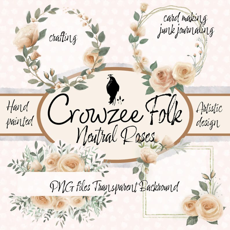 Neutral Roses PNG With Transparent Background Craft Printable Card ...