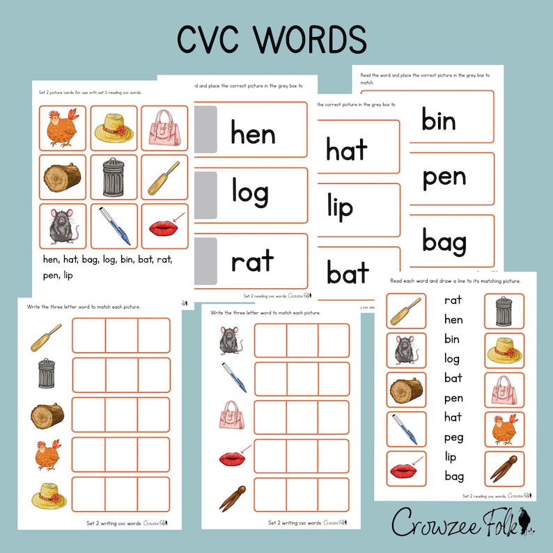 Phonics Printables Cvc Words Digital Download Learning to Read and ...