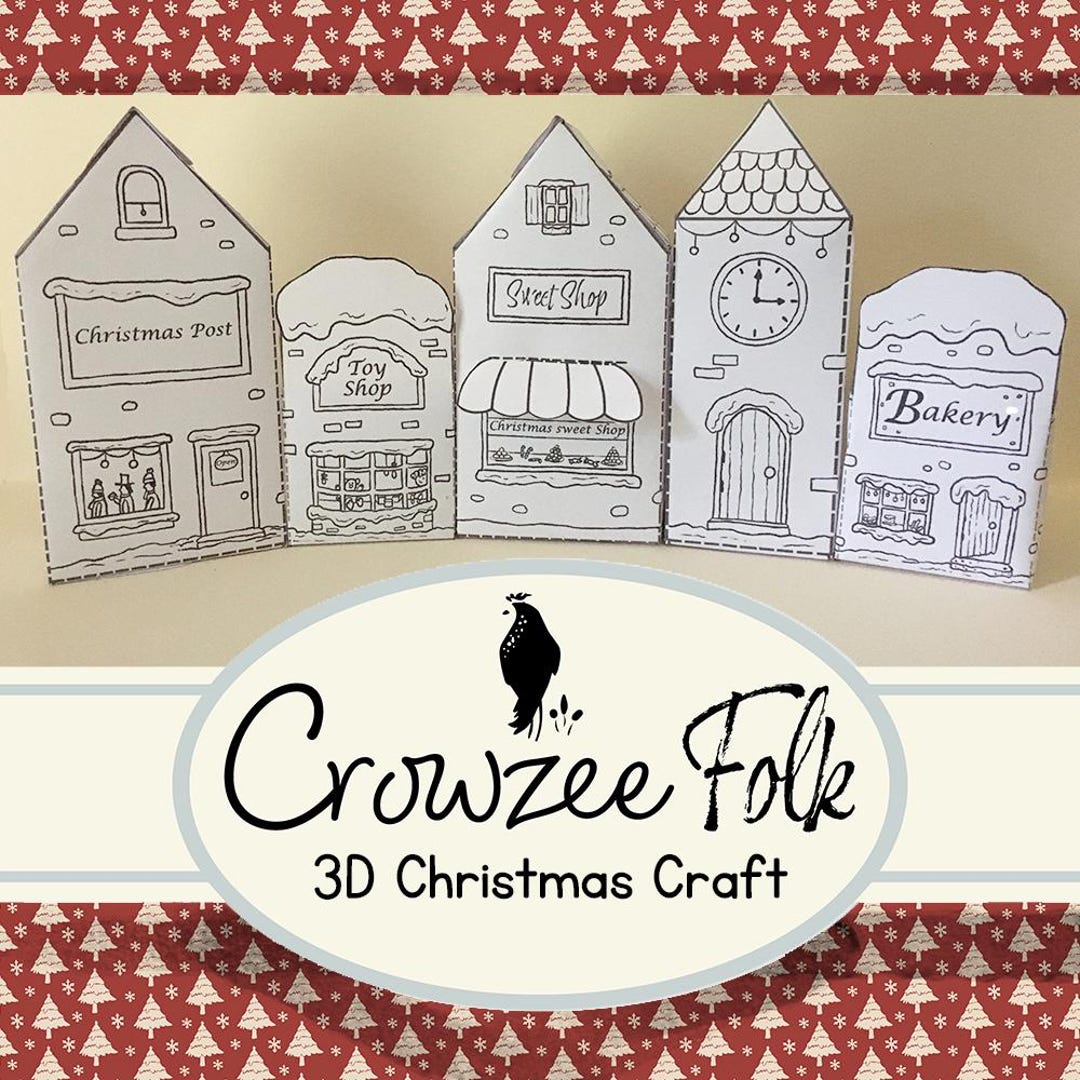 3D Christmas Craft Shop Houses Kids Printable Activity Instant Download ...