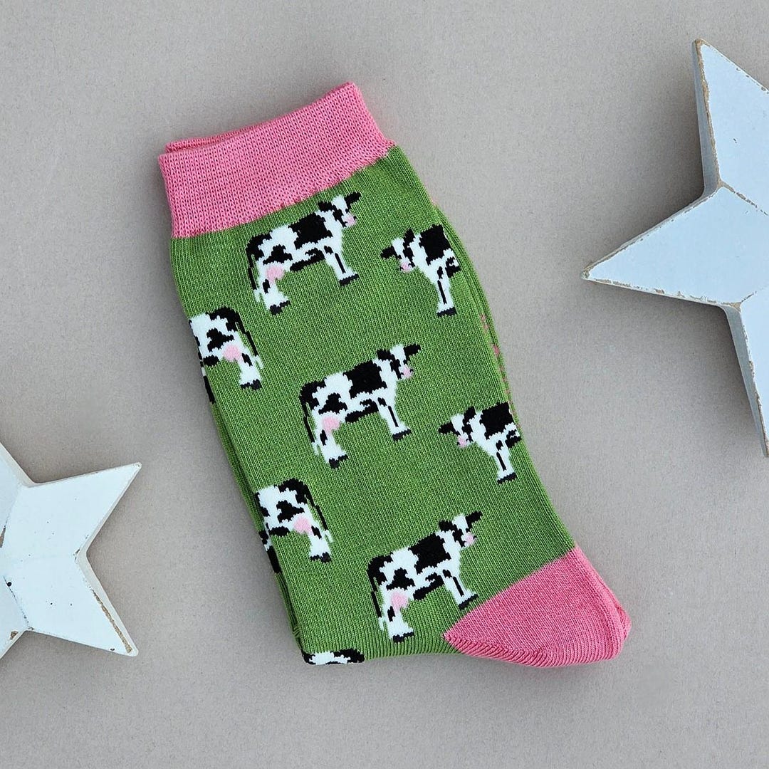 Bamboo Cows Socks in Green - Etsy