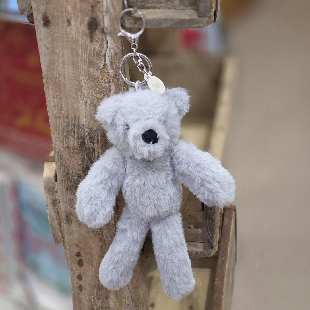 Ste the Plush Light Grey Teddy Bear Keyring - Bag Charms, Key Chains ...