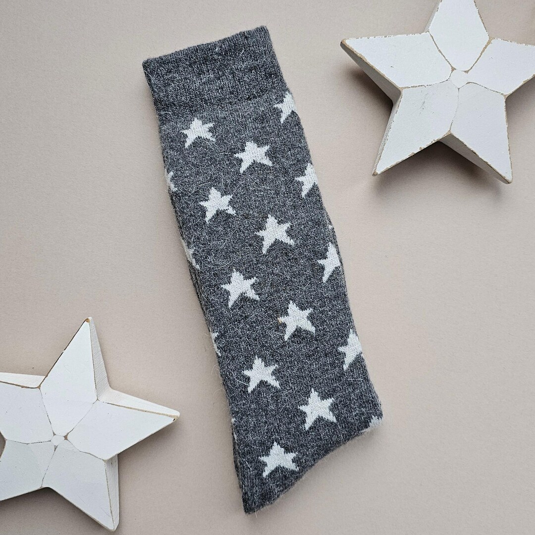 Long Welly Boot Socks With Stars in Dark Grey - Etsy