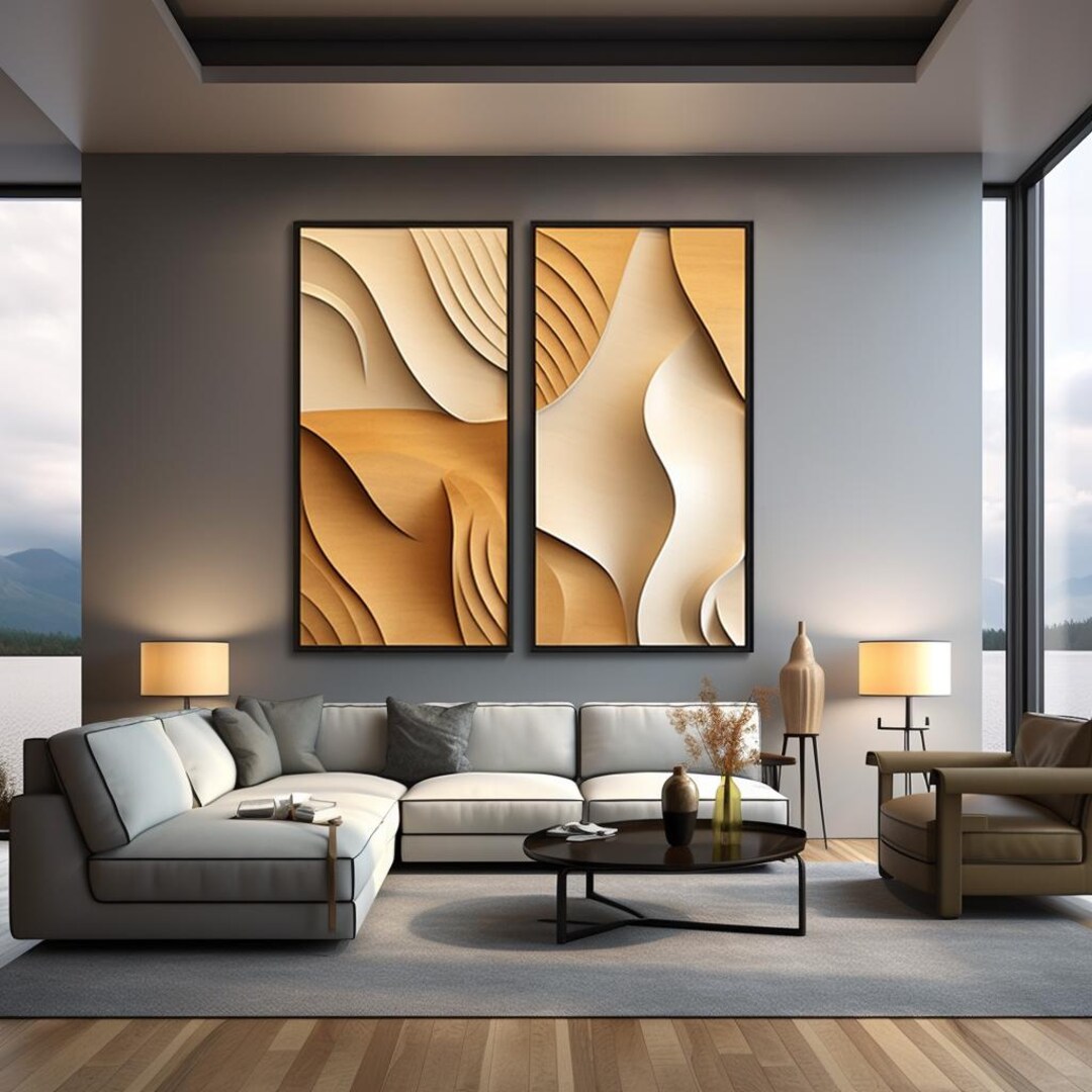 Abstract Wood Wall Sculpture: Gold & Brown 3D Wall Art - Etsy