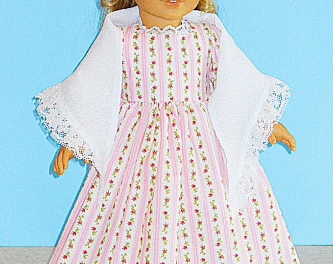 Floral Stripe Spring Colonial Dress With Linnen Look Shawl - Etsy