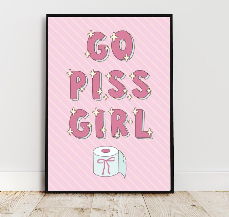 Pink 'go Piss Girl' Bathroom Sign - Fun Printable Wall Art | 18x24 ...