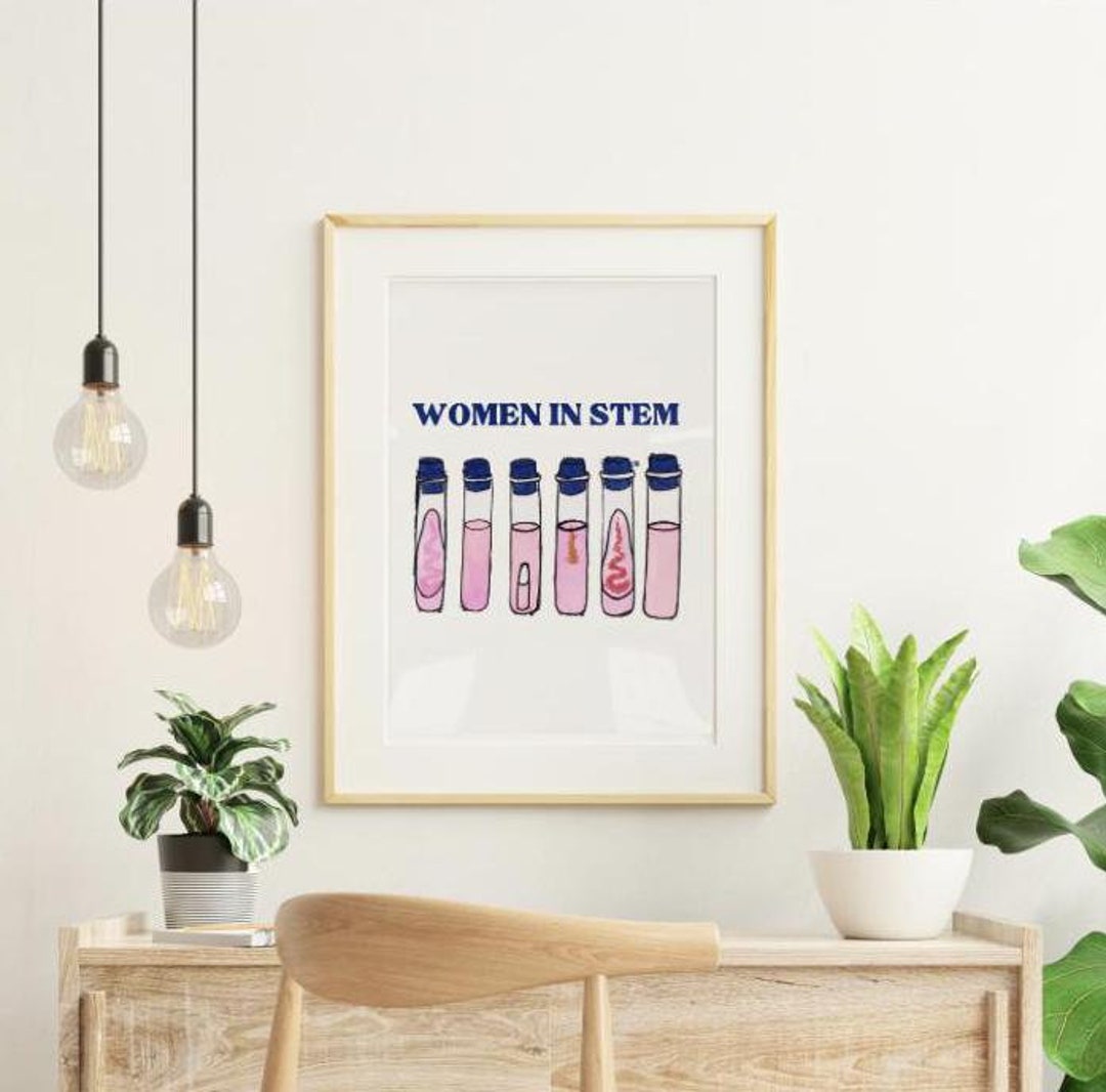 Women in STEM Print - Aesthetic Science Decor With Test Tubes | Blue ...