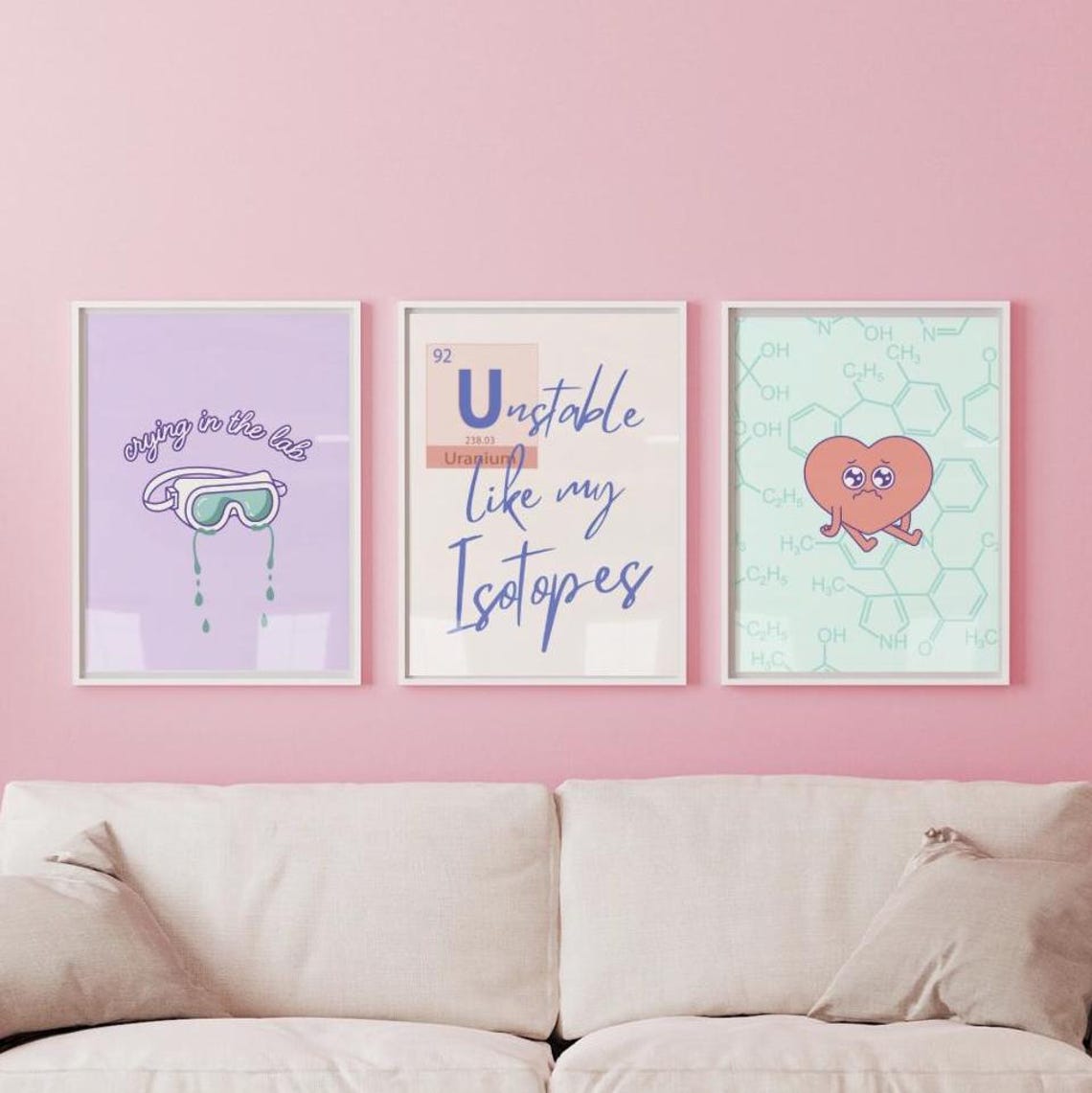 Funny STEM Chemistry Girl Poster Set - Pastel Digital Prints | 'crying ...