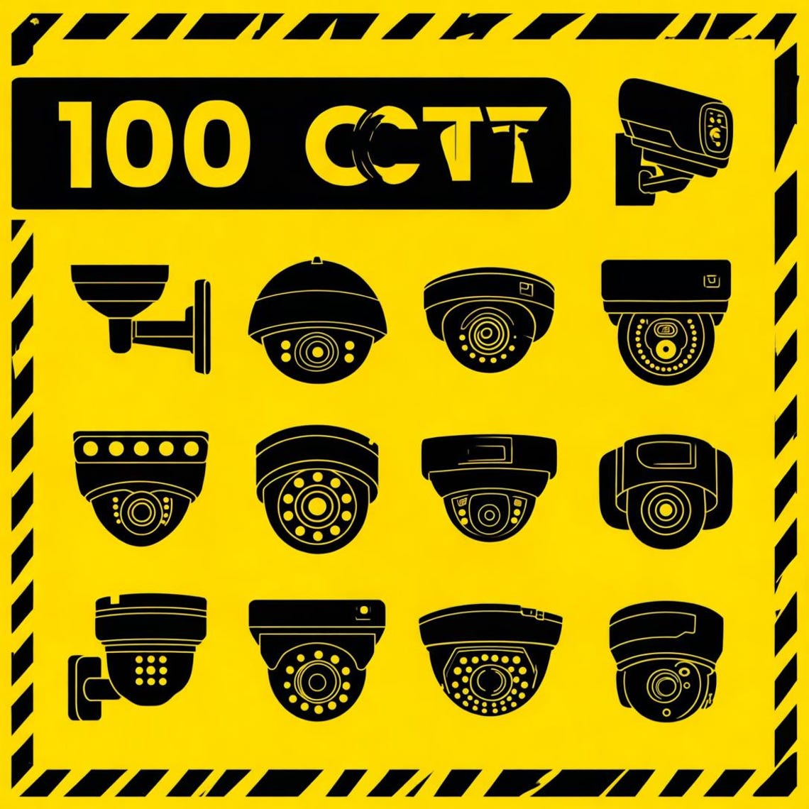 100 CCTV Security Camera Icons | Surveillance Sign Illustrations ...