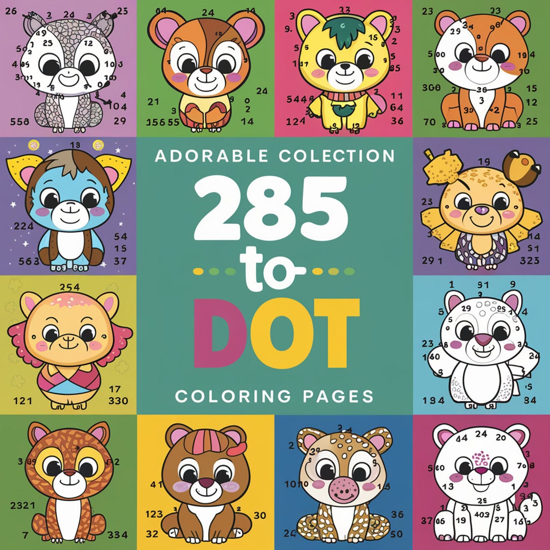 285 Cute Connect-the-dots Coloring Pages Bundle for Children - Etsy