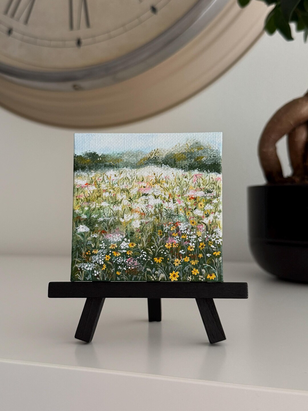 Mini Meadow Landscape – 3x3 Acrylic Painting With Easel – Tiny ...