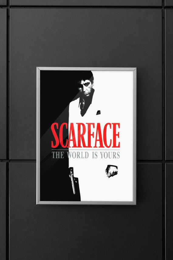 Scarface Poster Scarface" Custom Framed Movie Poster Display With Prop