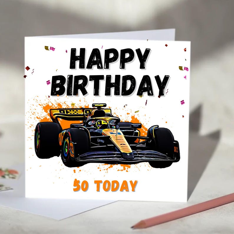 F1 Personalised Birthday Card for Formula 1 Fans - Mercedes, Mclaren ...
