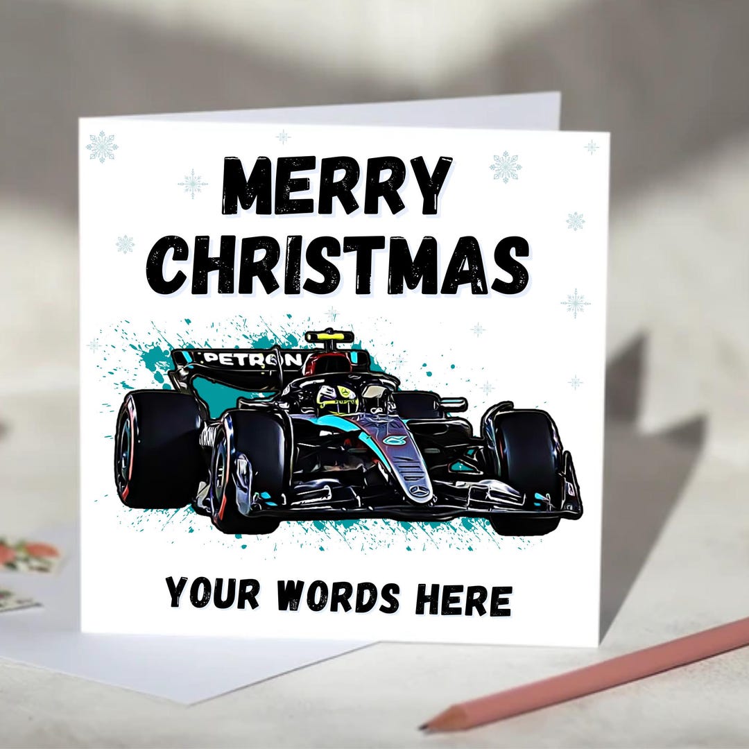 F1 Personalised Christmas Card for Formula 1 Fans - Mercedes, Mclaren ...
