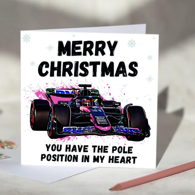 F1 Personalised Christmas Card for Formula 1 Fans - Mercedes, Mclaren ...