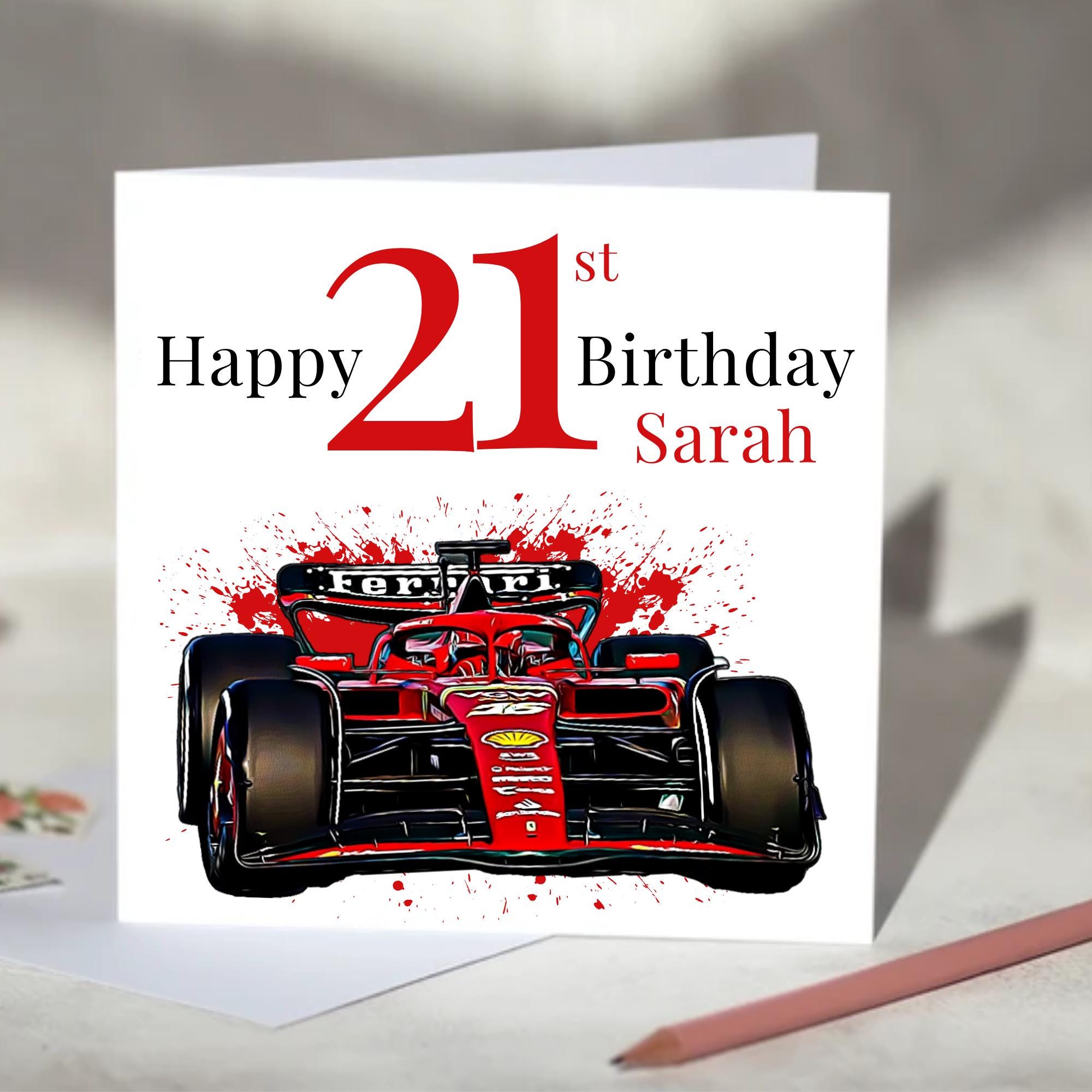 Ferrari F1 Personalised Birthday Card for Formula 1 Fans - Charles ...