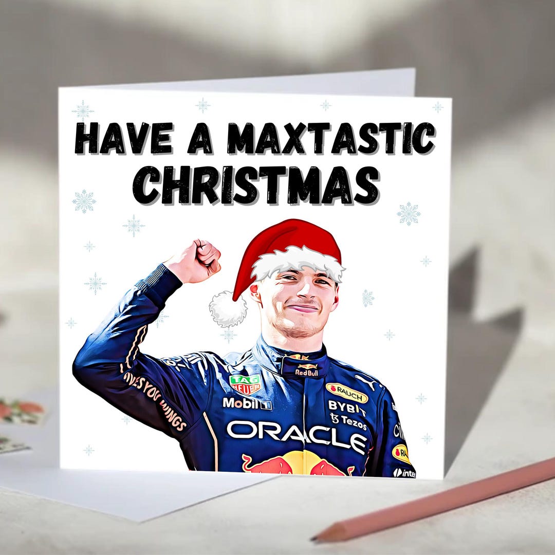 Max Verstappen F1 Christmas Card - Have a Maxtastic Christmas - for ...