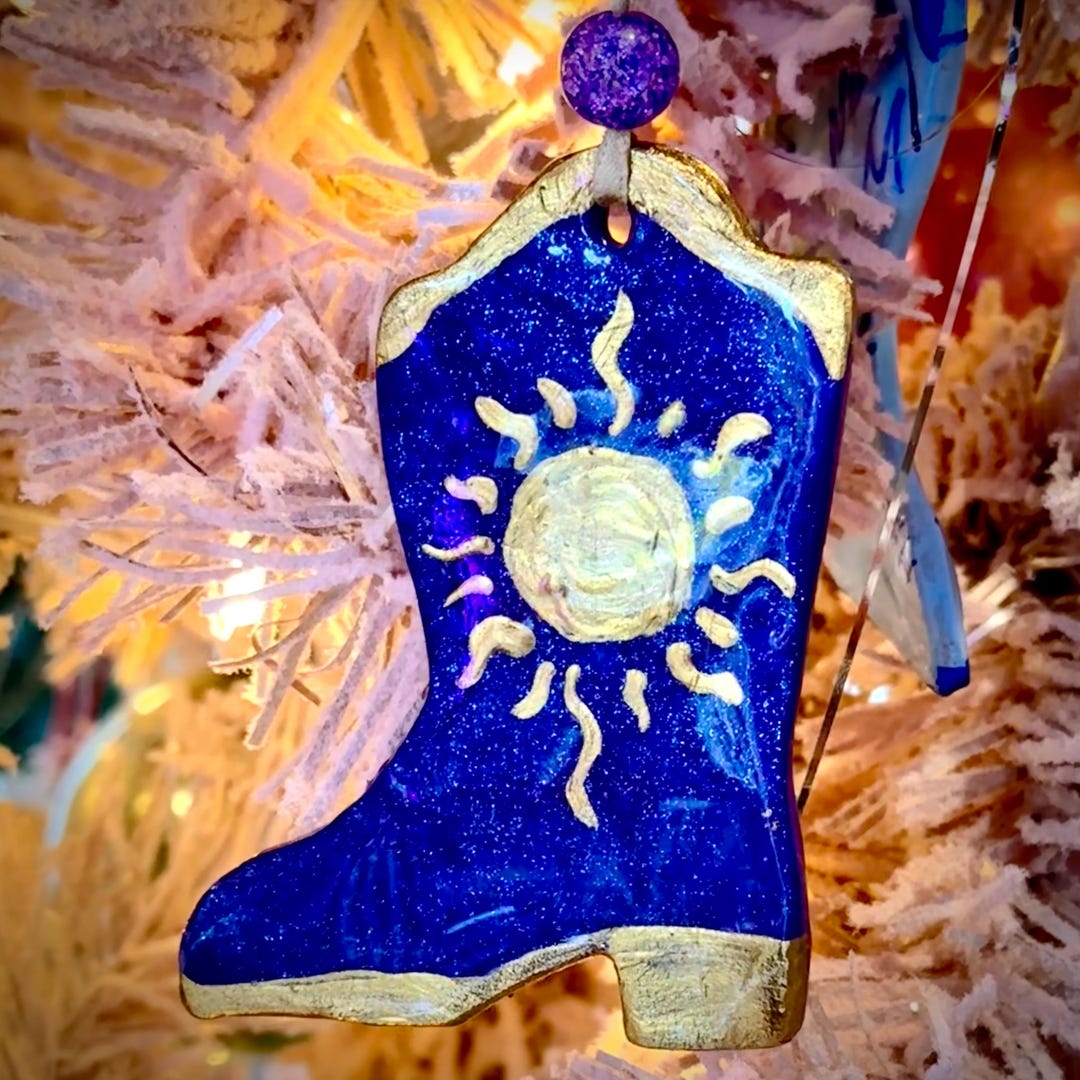 Golden Sun Purple Cowgirl Boot Ornament - Etsy