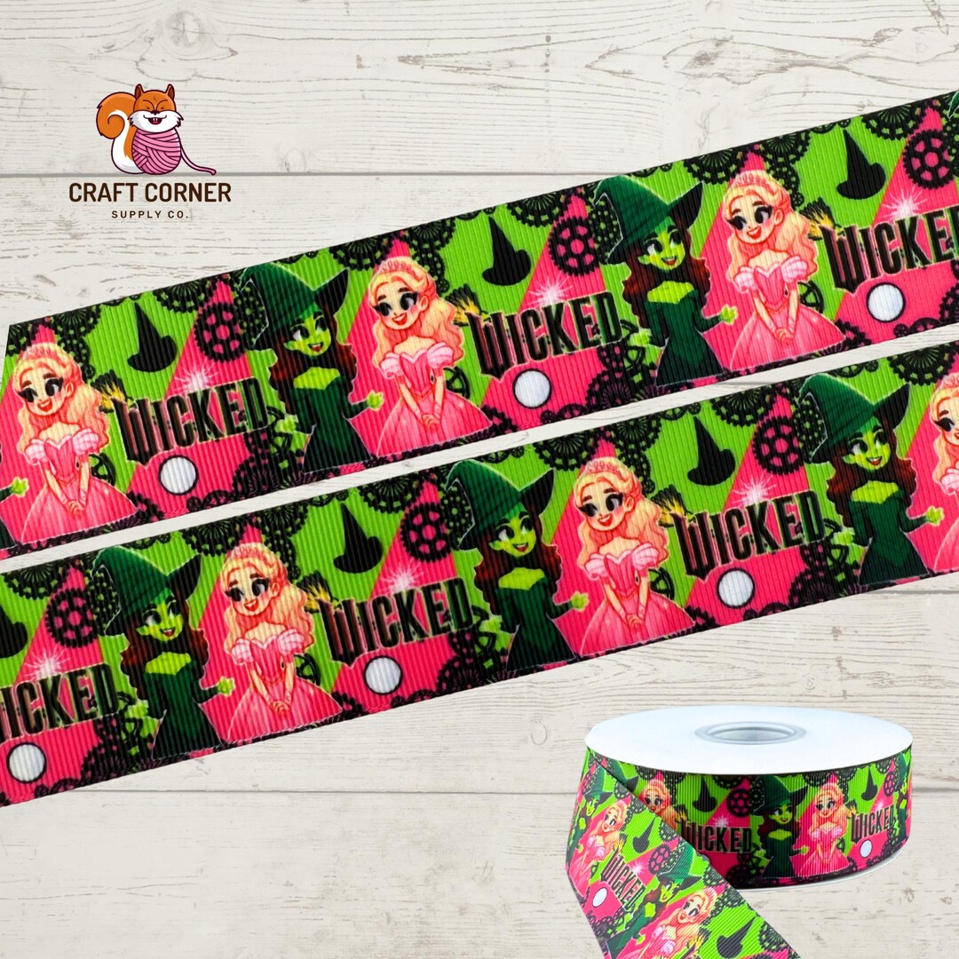 1.5" Green Witch Ribbon,wicked Grosgrain Ribbon,ribbon by the Yard ...