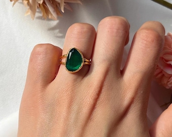 emerald adjustable ring