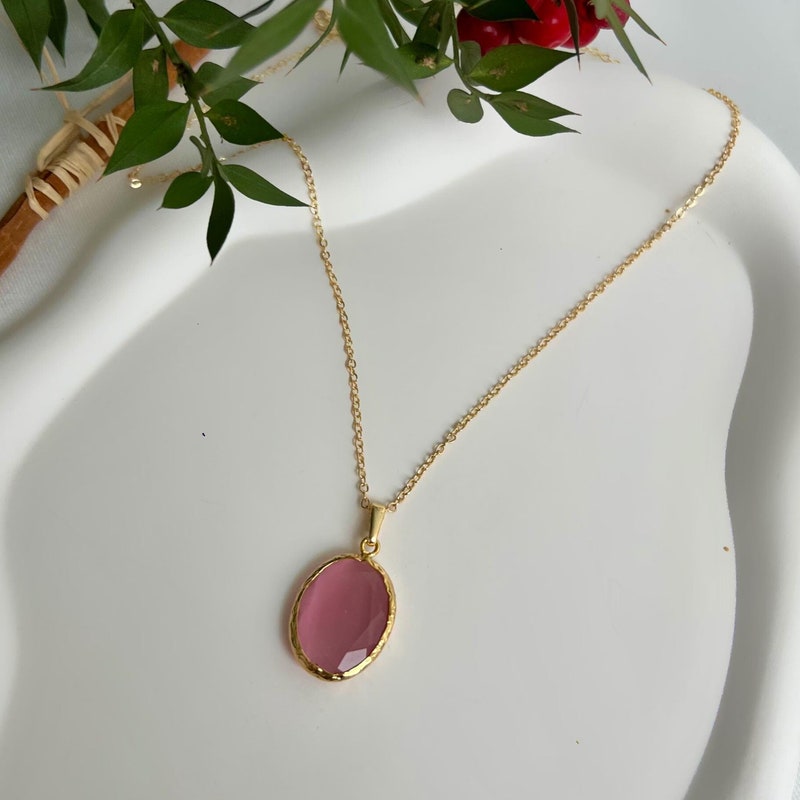 Pink Stone Pendant - Etsy