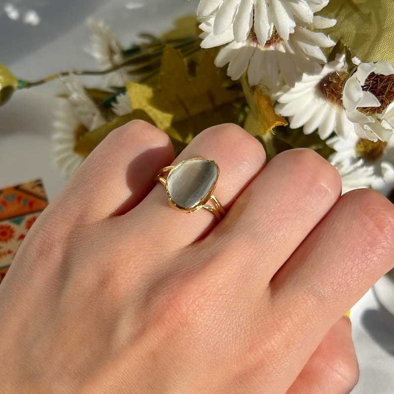 Large Moonstone Ring - Etsy