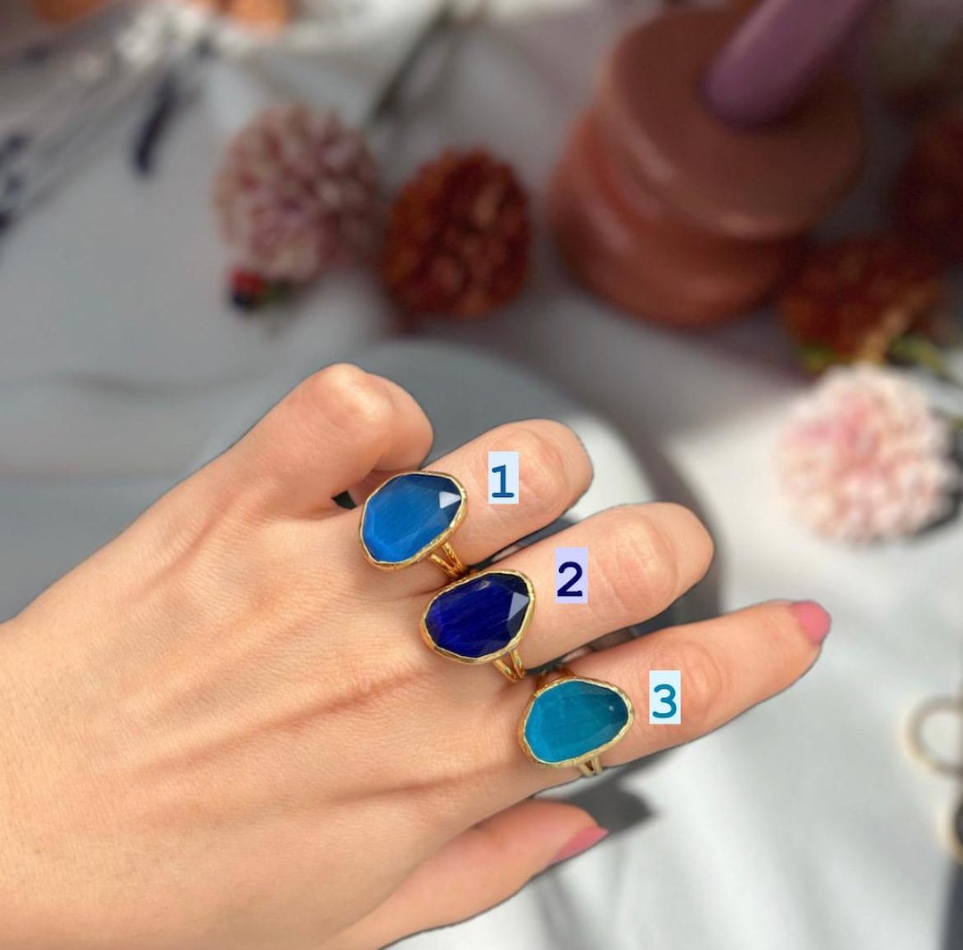 Topaz Gemstone Ring, Dark Blue Ring, November Birthstone Ring, Vintage ...