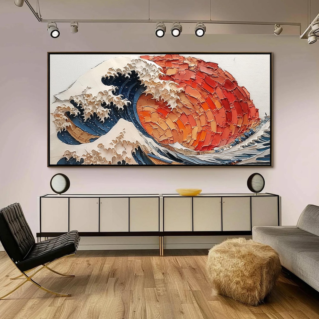 The Great Wave Impasto Oil Painting, Textured Seascape Wall Art - Etsy