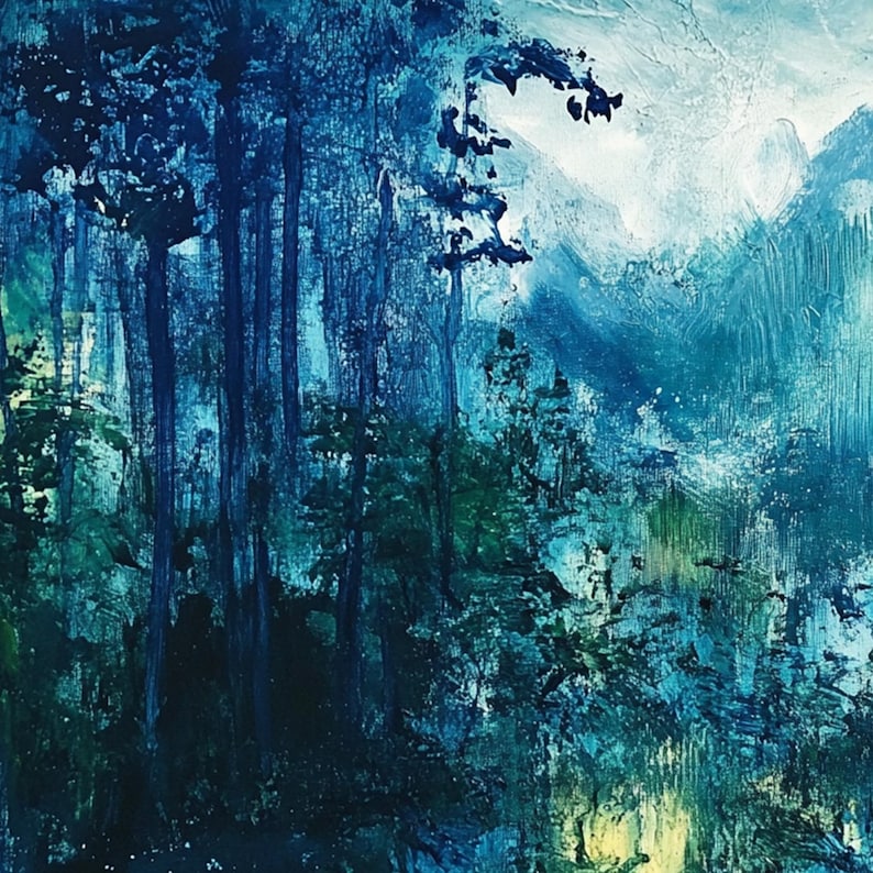 Large Abstract Forest Oil Painting on Canvas, Green Tree Wall Art ...