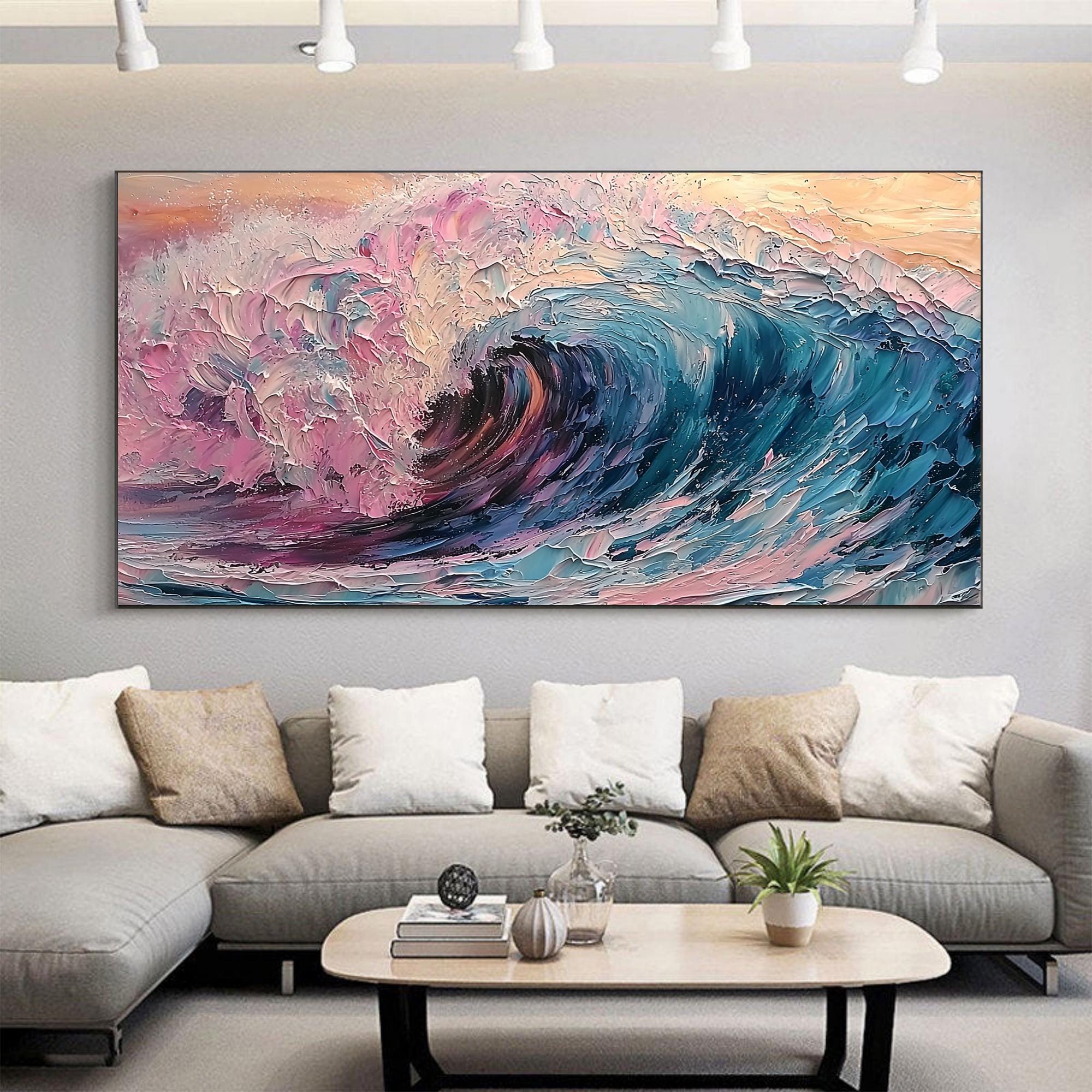 Large Ocean Oil Painting on Canvas, 3D Textured Impasto Wall Art - Etsy