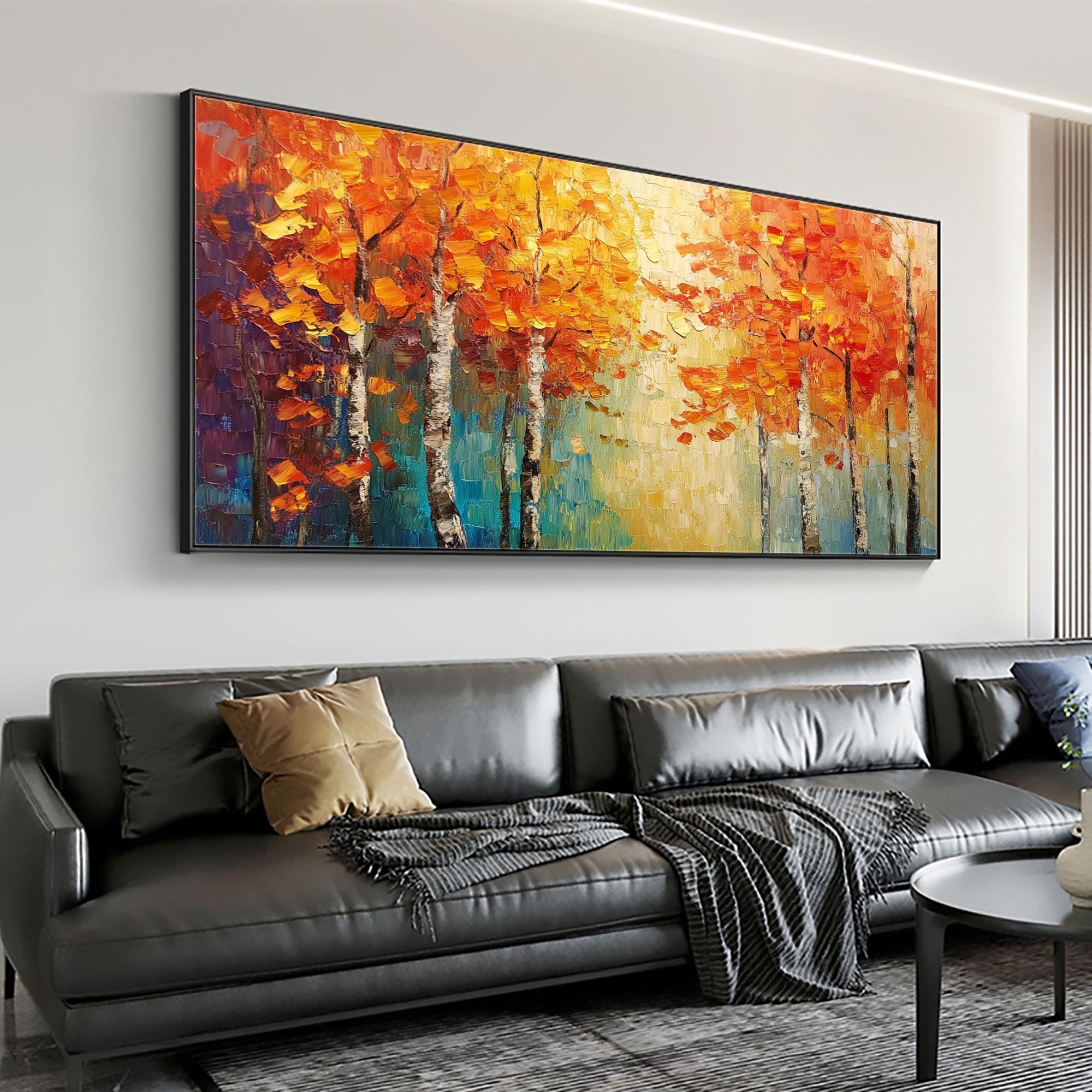 Autumn Forest Oil Painting on Canvas, Original Nature Landscape Knife ...