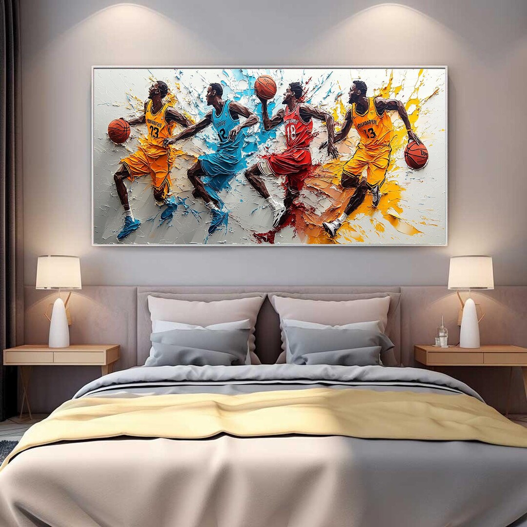 Abstract Basketball Sports Oil Painting on Canvas, Original NBA Street ...
