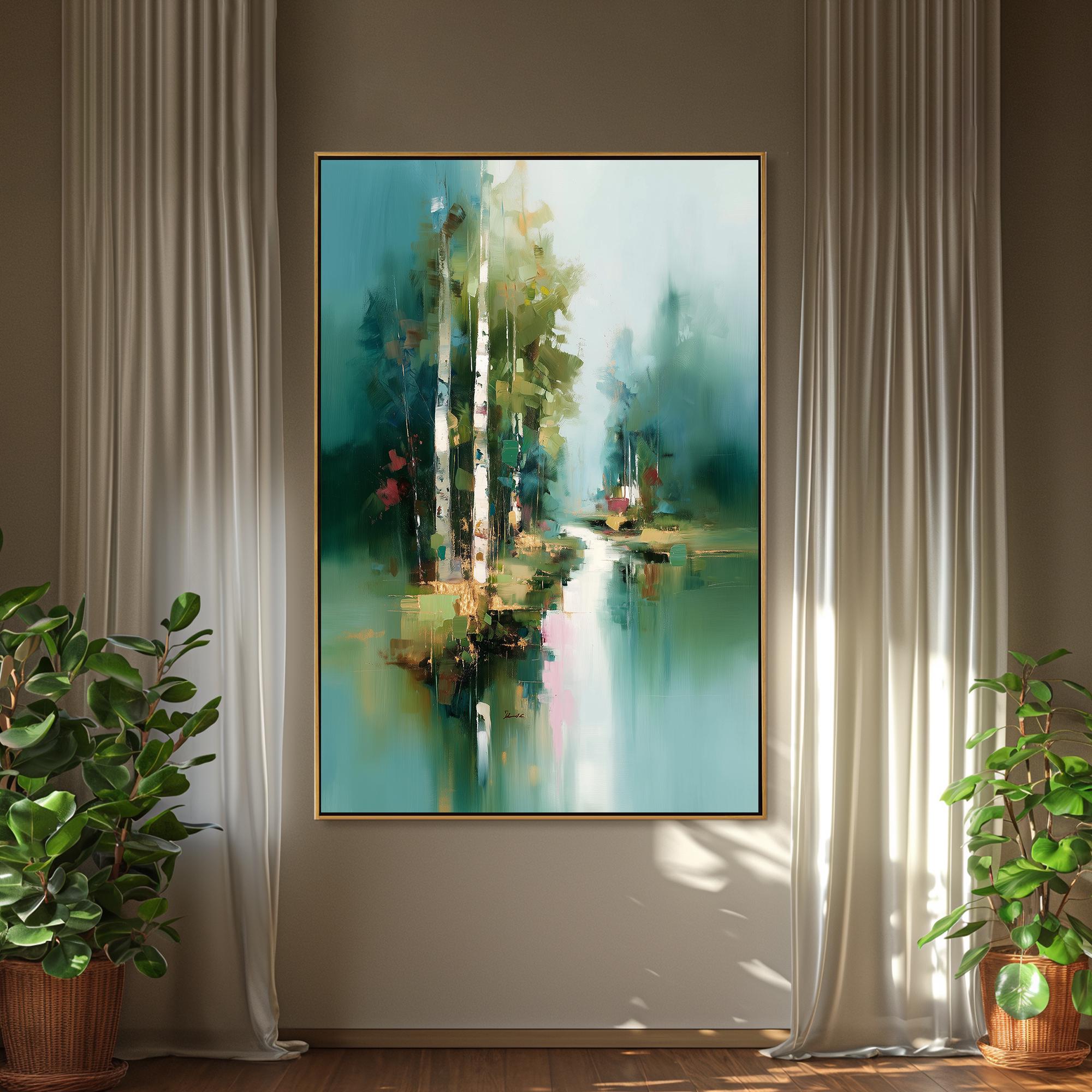 Abstract Forest Painting, Green Texture Canvas Art, Modern Nature Decor ...