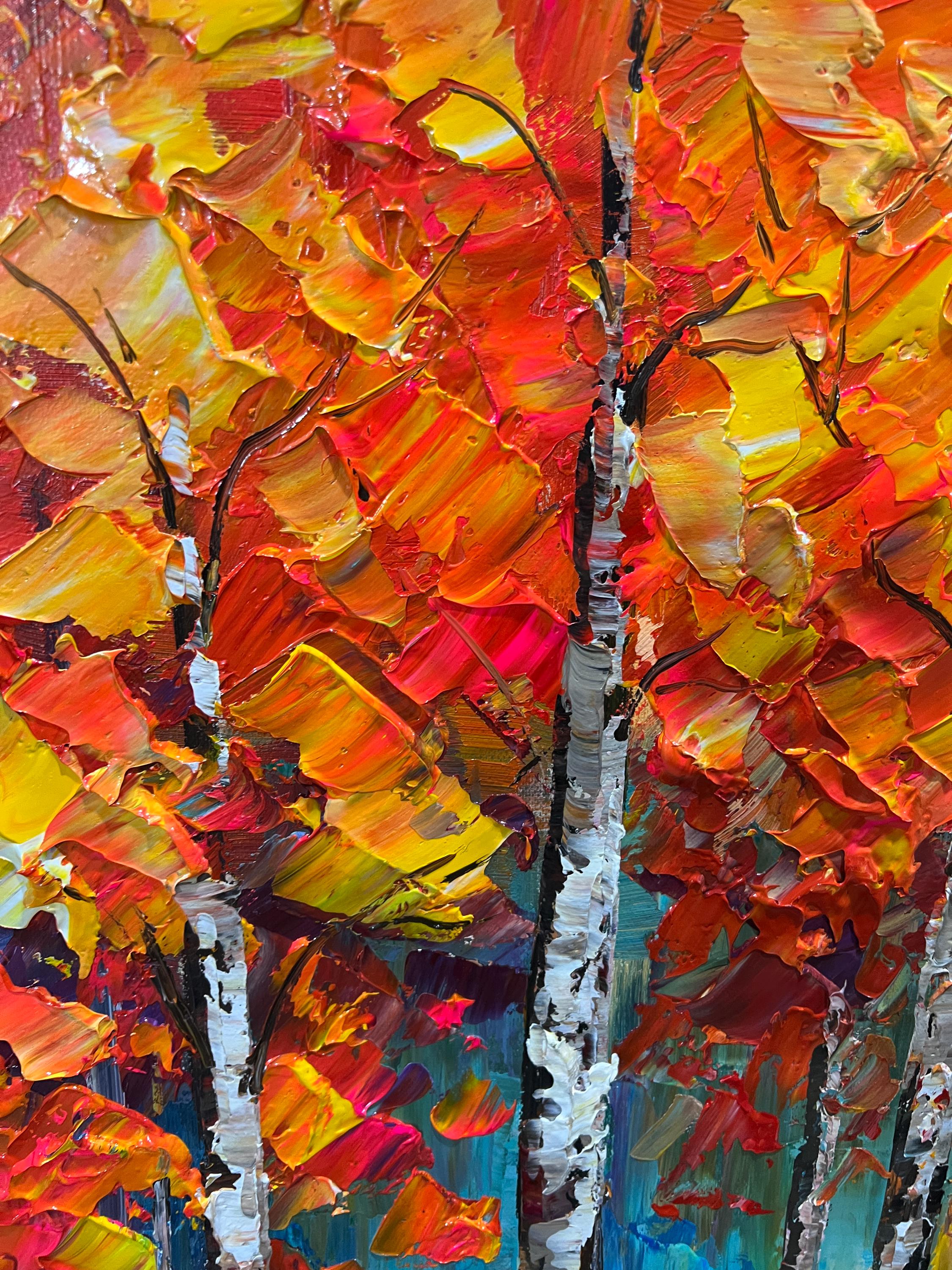 Autumn Forest Oil Painting on Canvas, Original Nature Landscape Knife ...