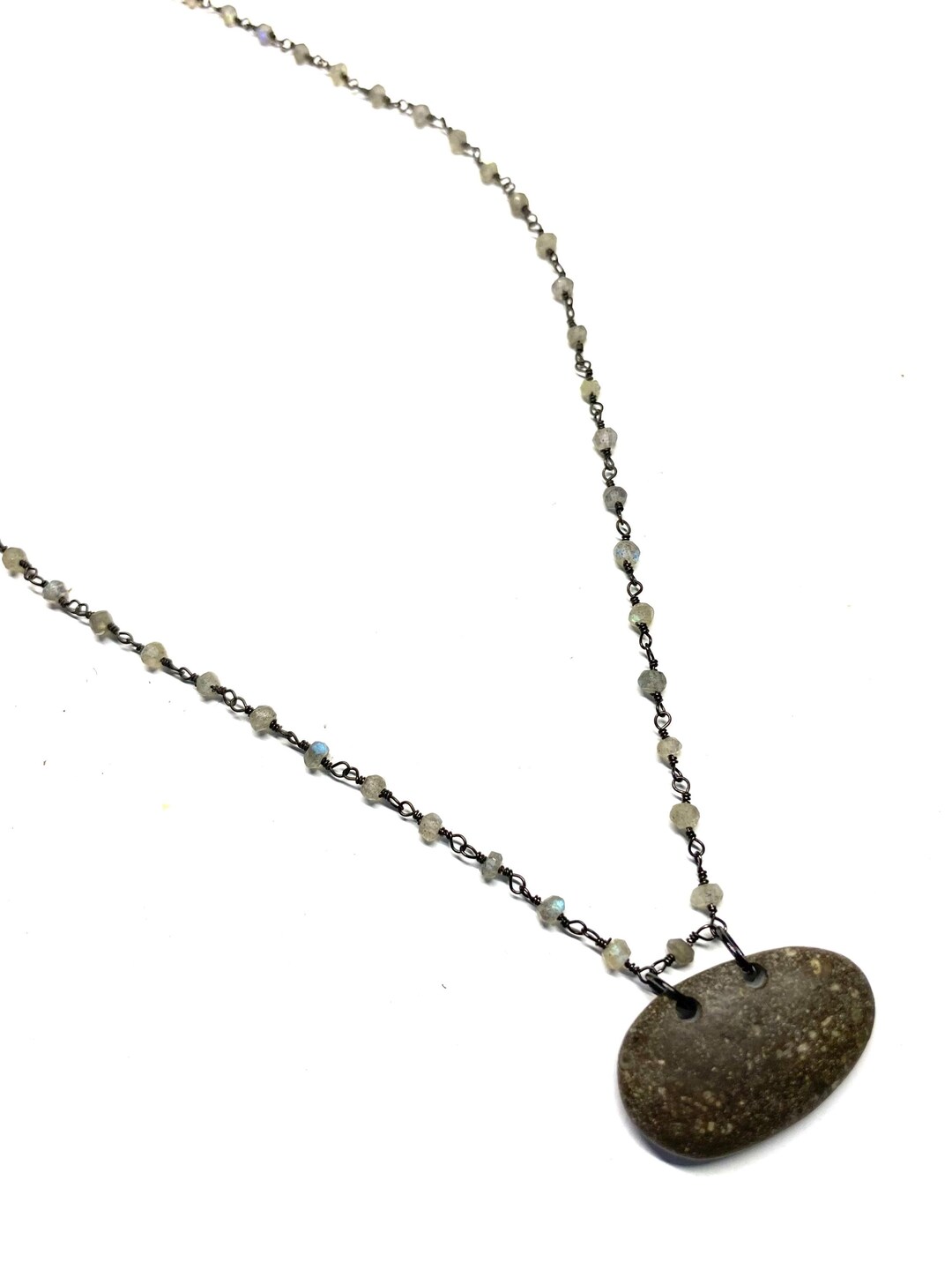 Labradorite Rosary Necklace, Faceted Gemstone Beads, Natural River ...