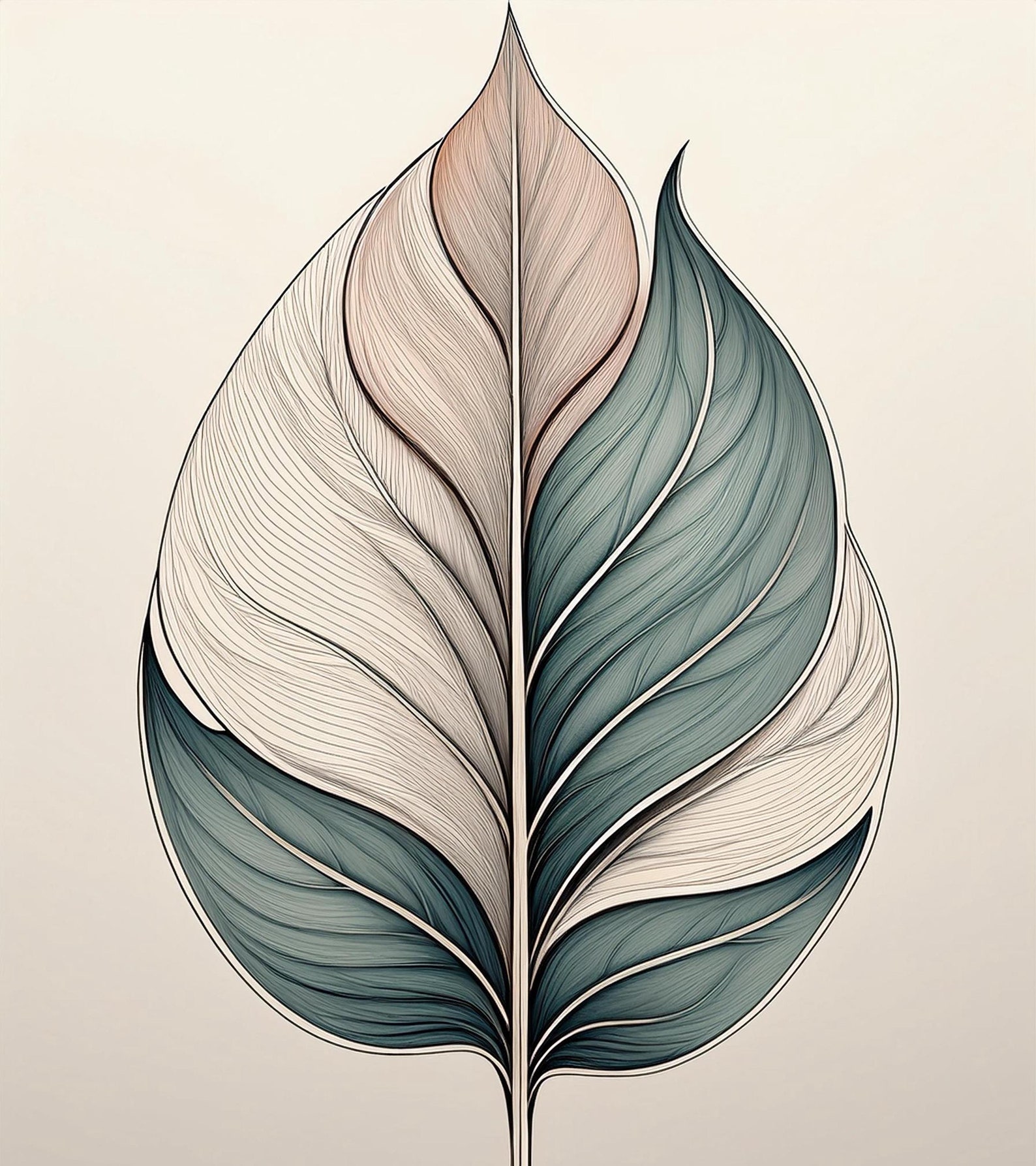 Single Leaf Minimalist Art Simple Line Drawing of a Leaf Nature ...