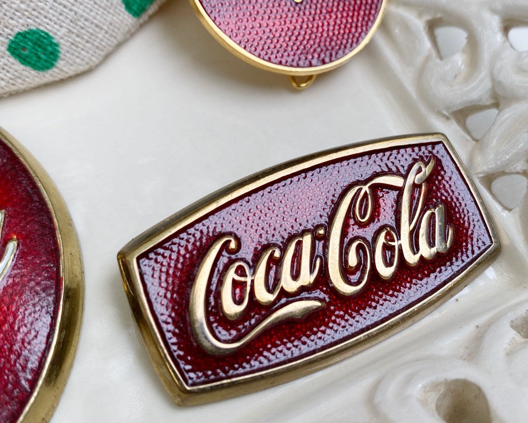 Vintage 1950s Coca-cola Bar Pin: Red Enamel Brass Collectible - Etsy