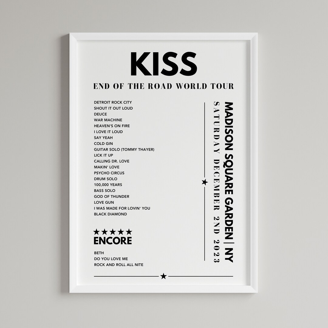 KISS Setlist Poster Madison Square Garden, NY, December 2nd 2023 - Etsy