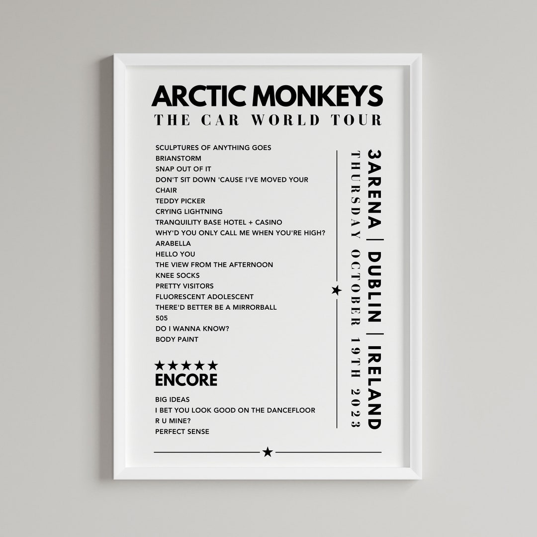 Arctic Monkeys Setlist Poster 3arena, Dublin, October 19th 2023 - Etsy