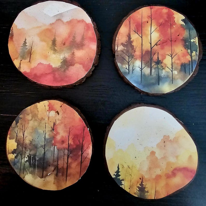 Themed Coaster Sets Decoupaged on Wood. Custom Sets Available Through ...