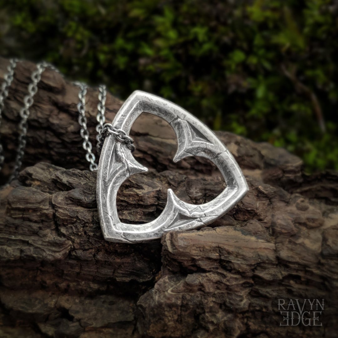 Trefoil Gothic Window Necklace, Sterling Silver Geometric Triangle ...
