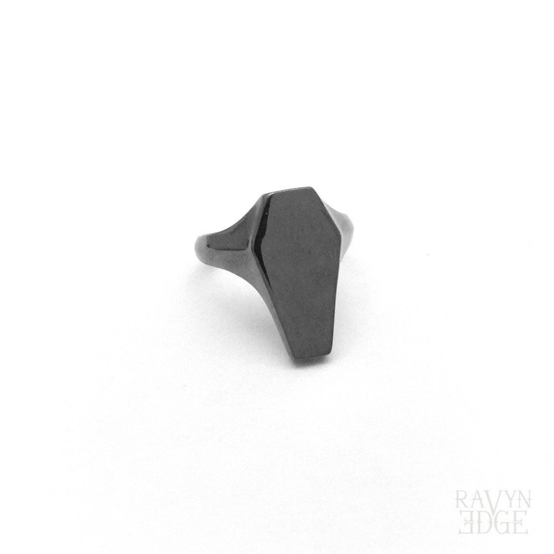 Black Coffin Signet Ring, Gothic Ring for Men or Women, Memento Mori ...
