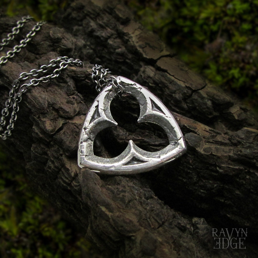 Small Trefoil Gothic Window Necklace, Sterling Silver Geometric ...